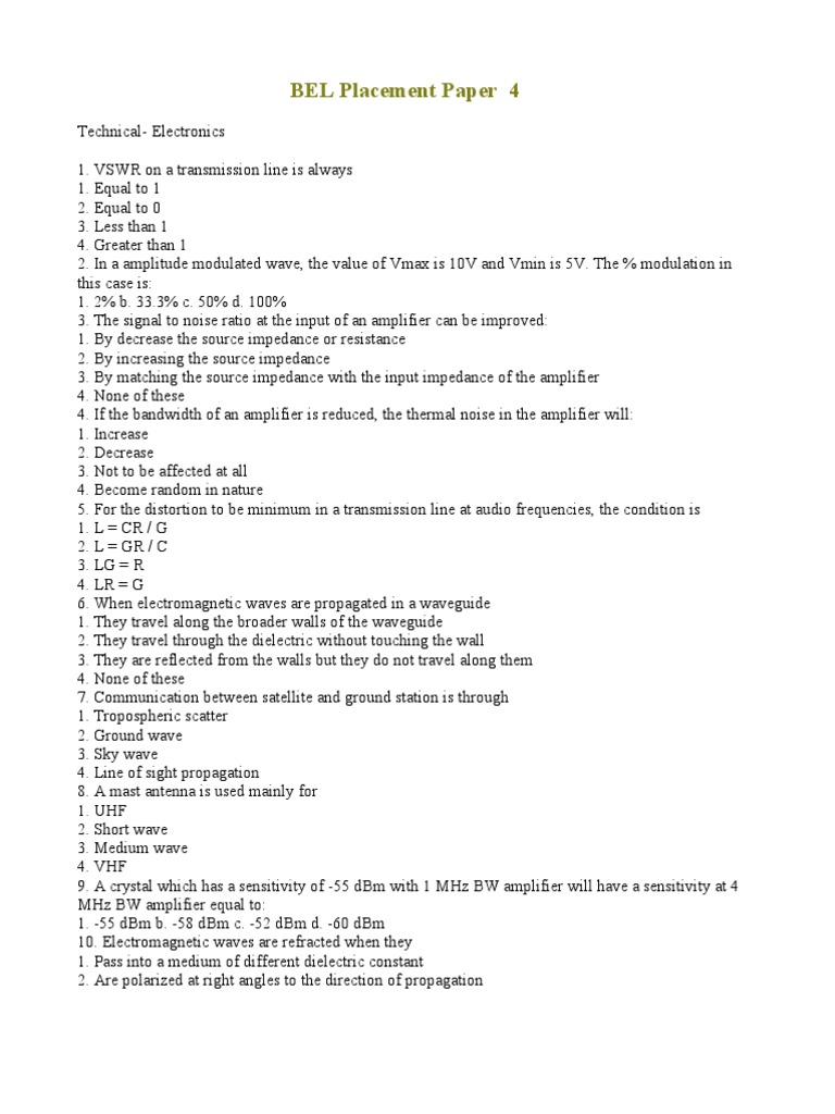 1 6493d1293694338 Bel Placement Exam Download Previous Years Question ...