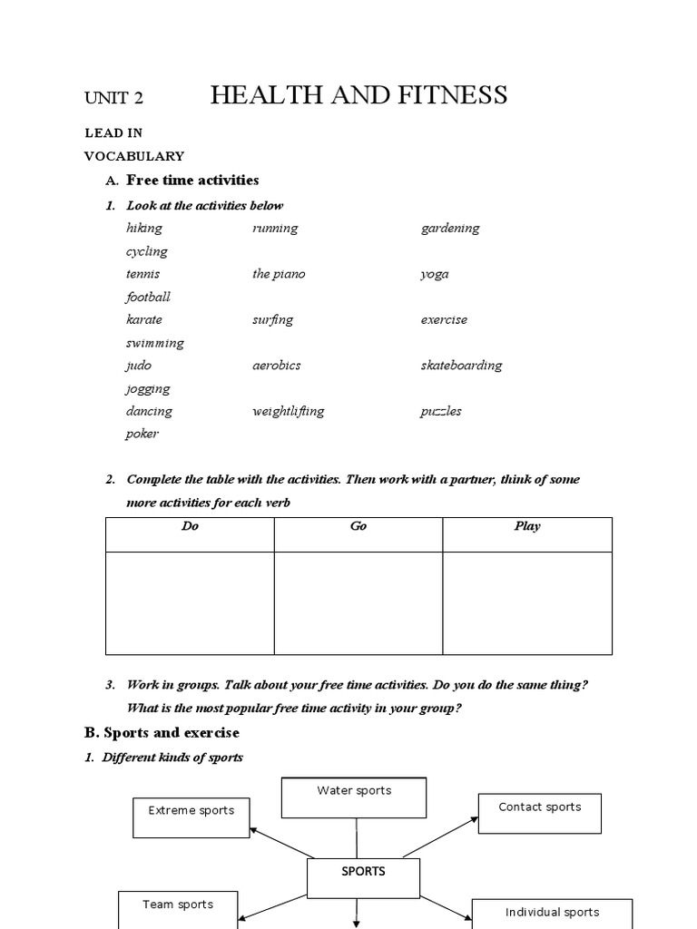 Health and Fitness Activities Guide | PDF | Lifestyle (Sociology ...