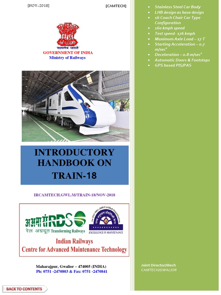 Introductory Handbook On Train-18 | PDF | Train | Brake
