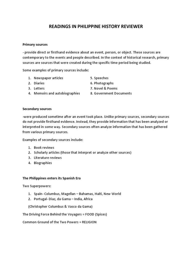 RPH Reviewer | PDF | Philippines | Spanish Empire