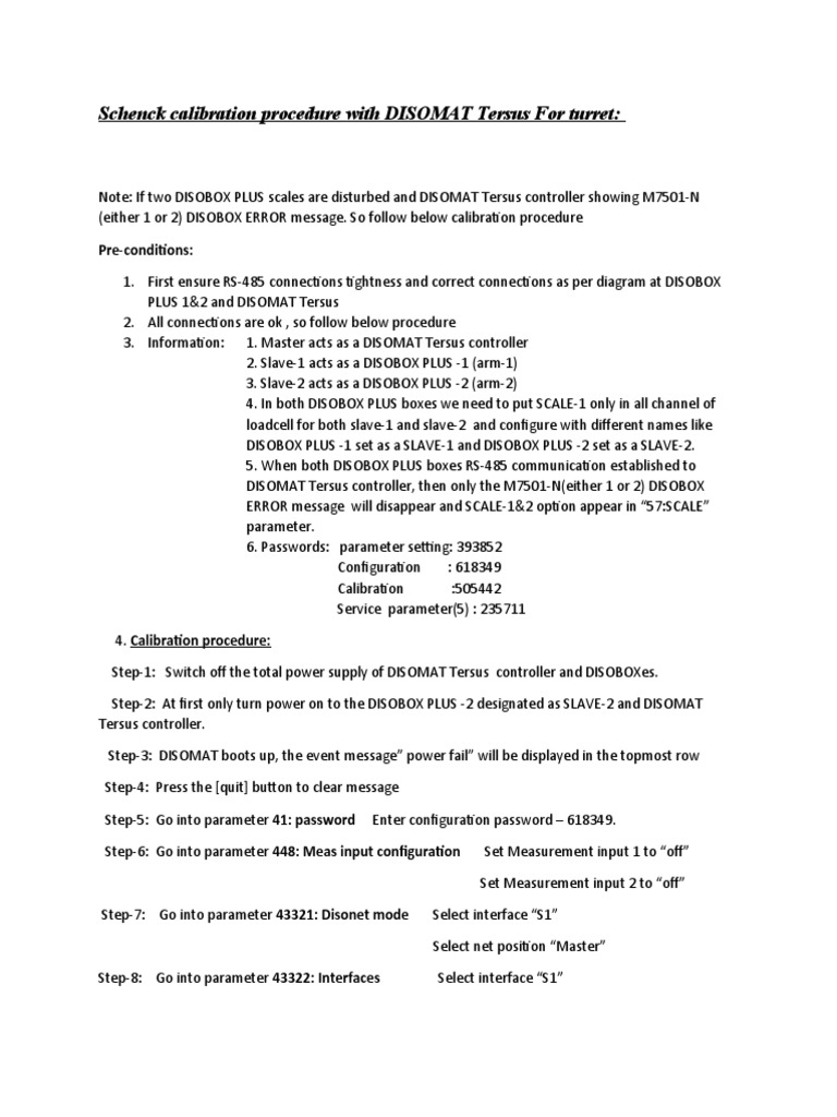 Turret Weighting Calibration Procedure | PDF | Calibration | Parameter ...