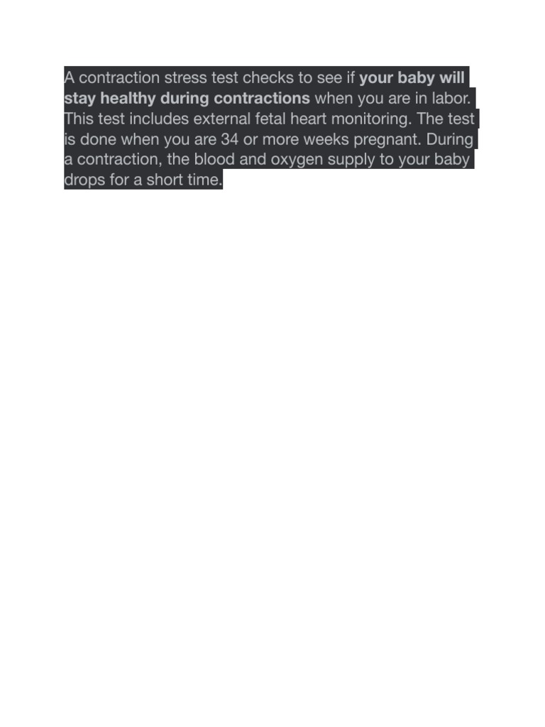 Your Baby Will Stay Healthy During Contractions When You Are in Labor | PDF