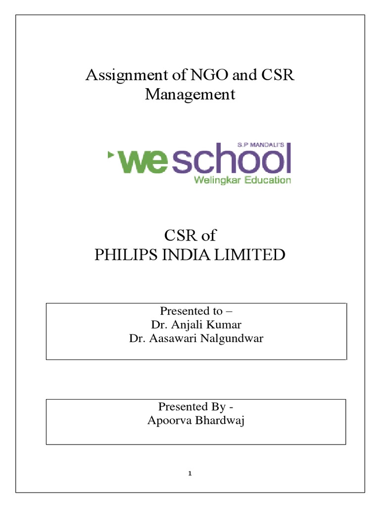 30 - Apoorva Bhardwaj - NGO & CSR Management Assignment | PDF | Corporate Social Responsibility ...