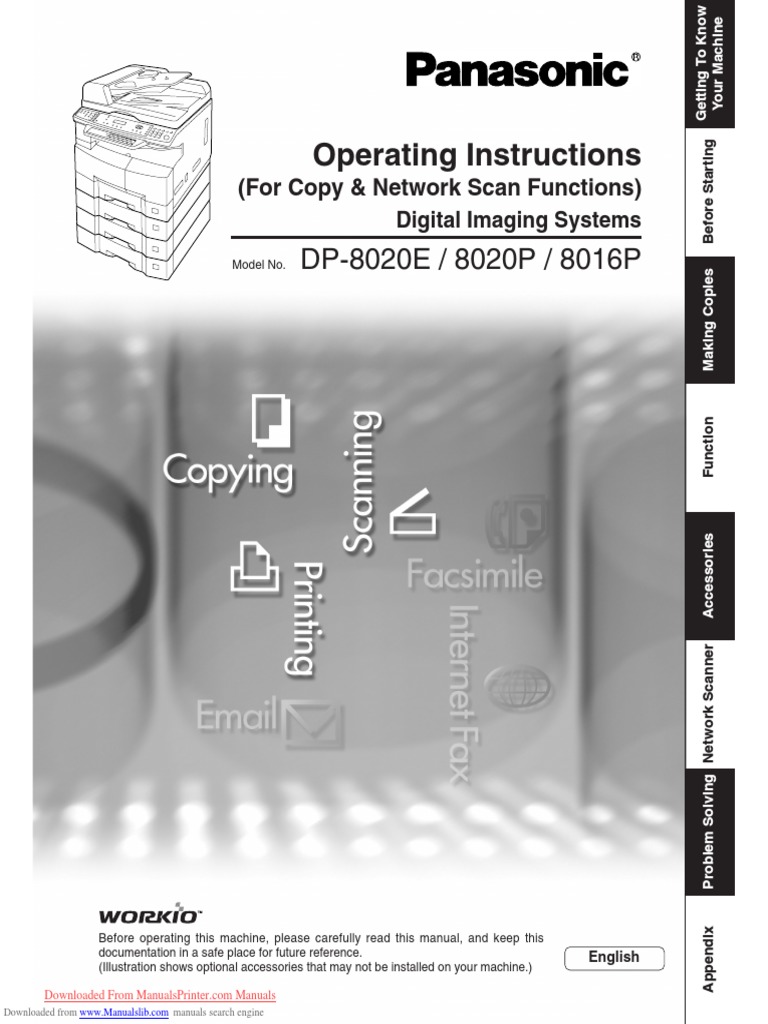 Operating Instructions: DP-8020E / 8020P / 8016P | PDF | Fax | Image ...