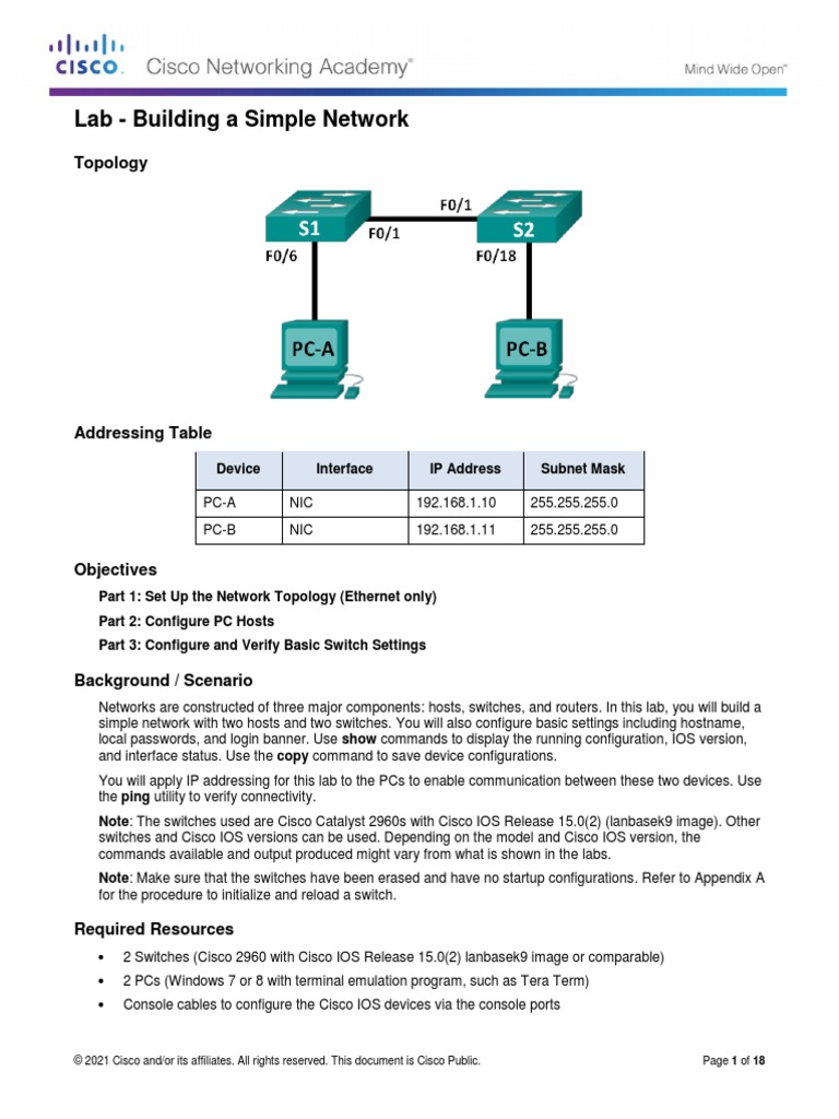 2.3.3.3 Lab - Building A Simple Network - ILM | PDF | Ip Address | Computer Network