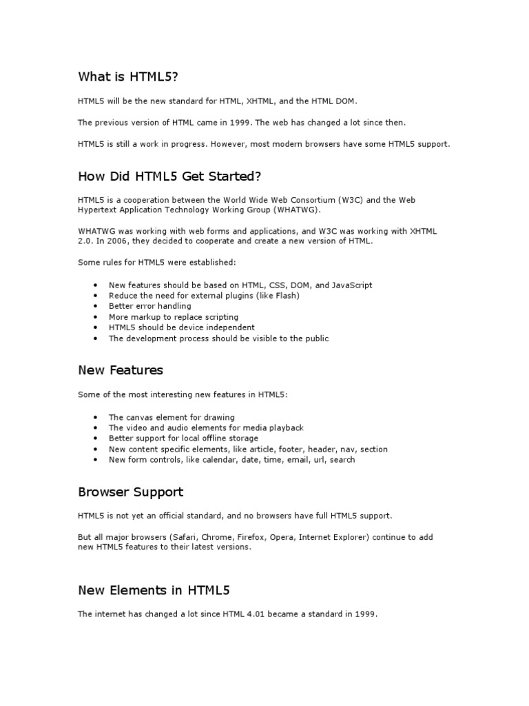 What Is HTML5? | PDF | Html5 | Html