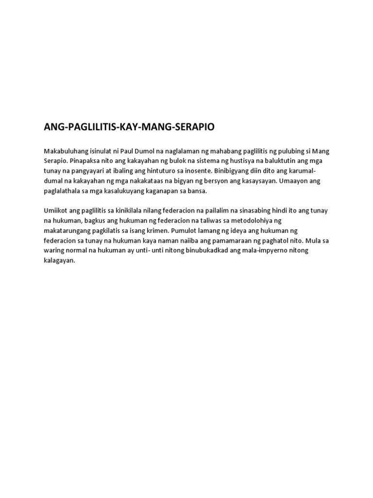 Ang Paglilitis Kay Mang Serapio Script | PDF