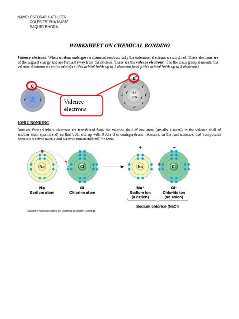 Valence Electrons: Worksheet On Chemical Bonding | PDF | Chemical Bond ...