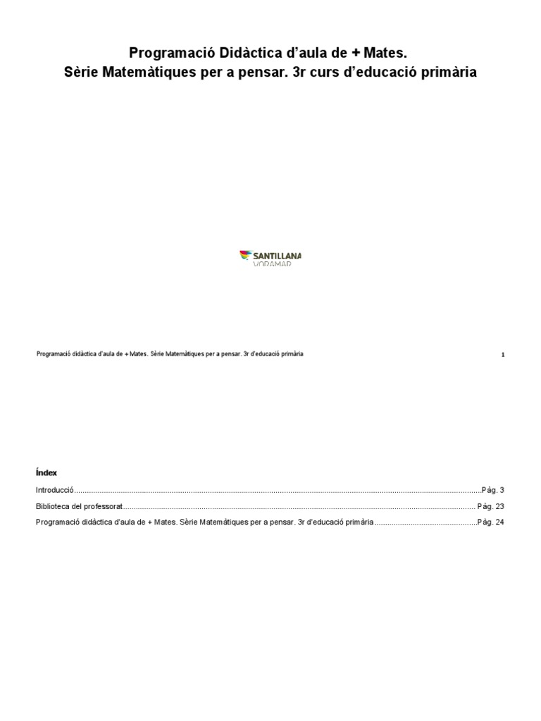 Programació Didàctica D'aula de + Mates. Sèrie Matemàtiques Per A ...