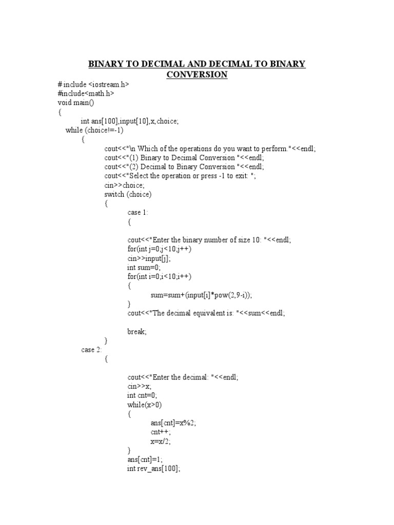 Binary To Decimal and Decimal To Binary Conversion | PDF | Computer ...