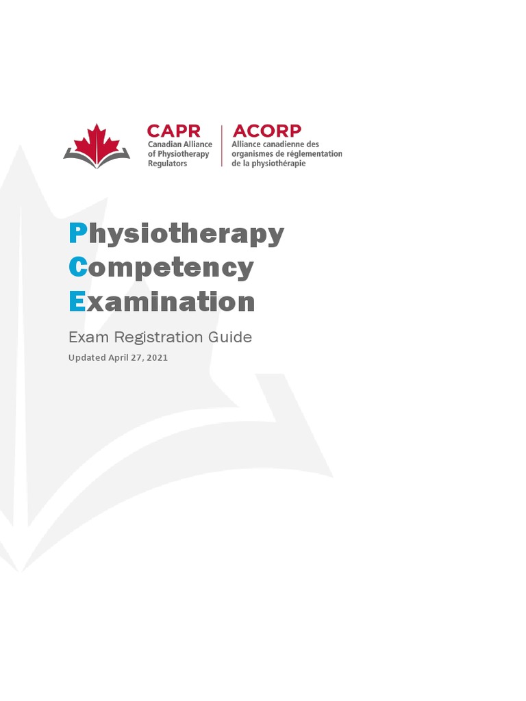 Registration Guide for the Physiotherapy Competency Examination | PDF ...