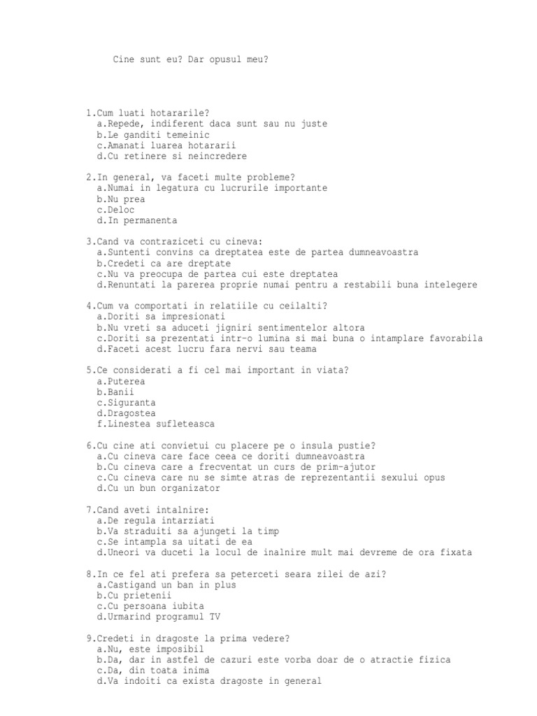 Test Psihologic | PDF