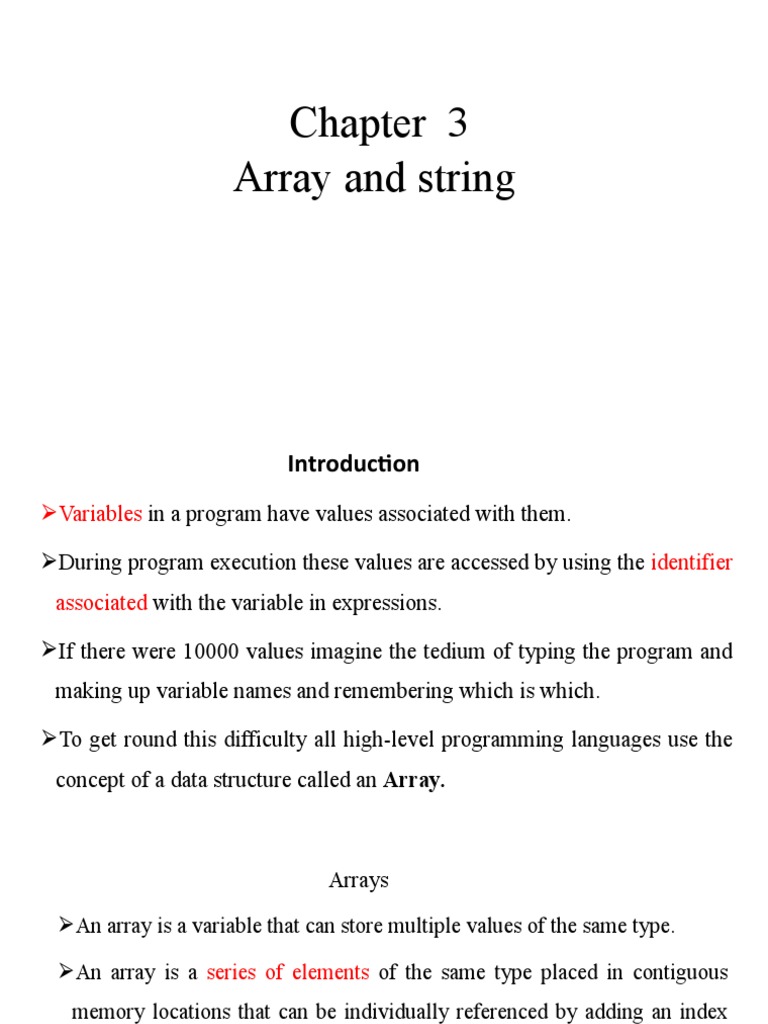 Array And String Pdf String Computer Science Variable Computer Science