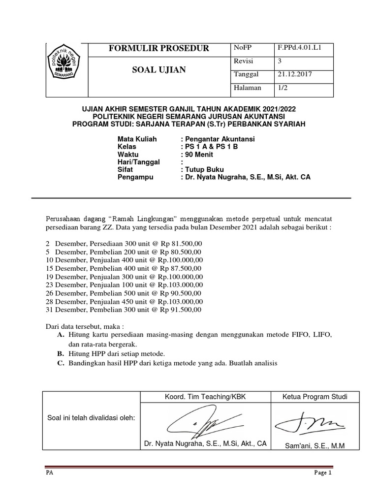 UAS Pengantar Akuntansi | PDF