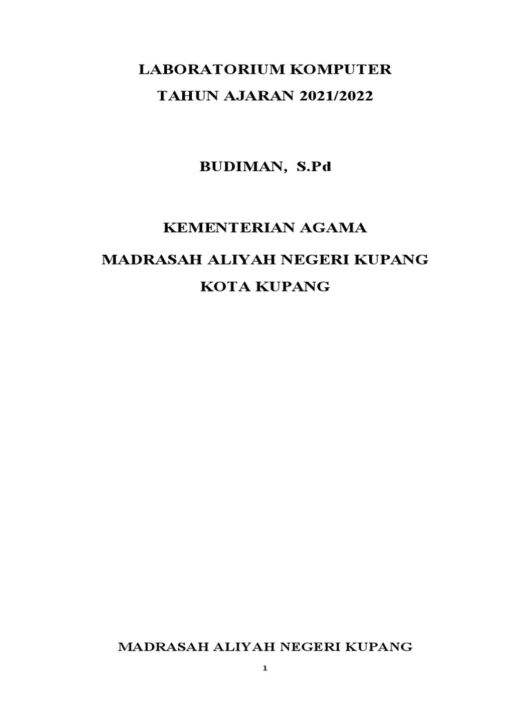 Program Kerja Laboratorium Komputer | PDF