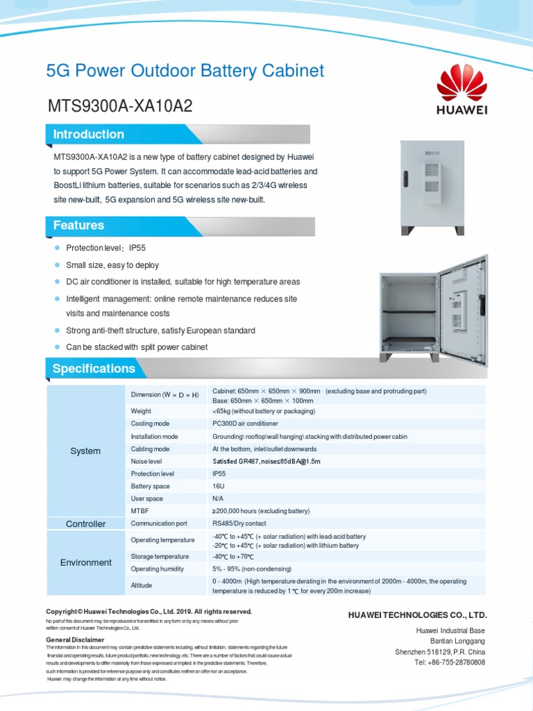 5G Power Outdoor Battery Cabinet: MTS9300A-XA10A2 | PDF | Electrical ...