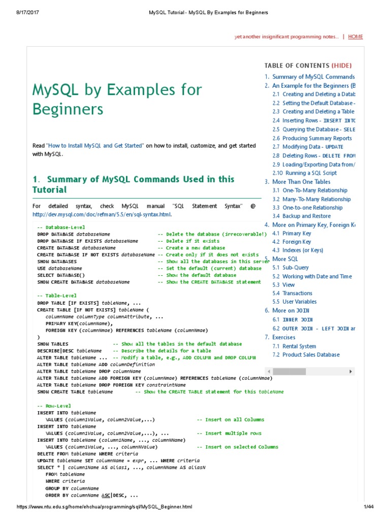 Mysql by Examples | PDF | Databases | Computer Data