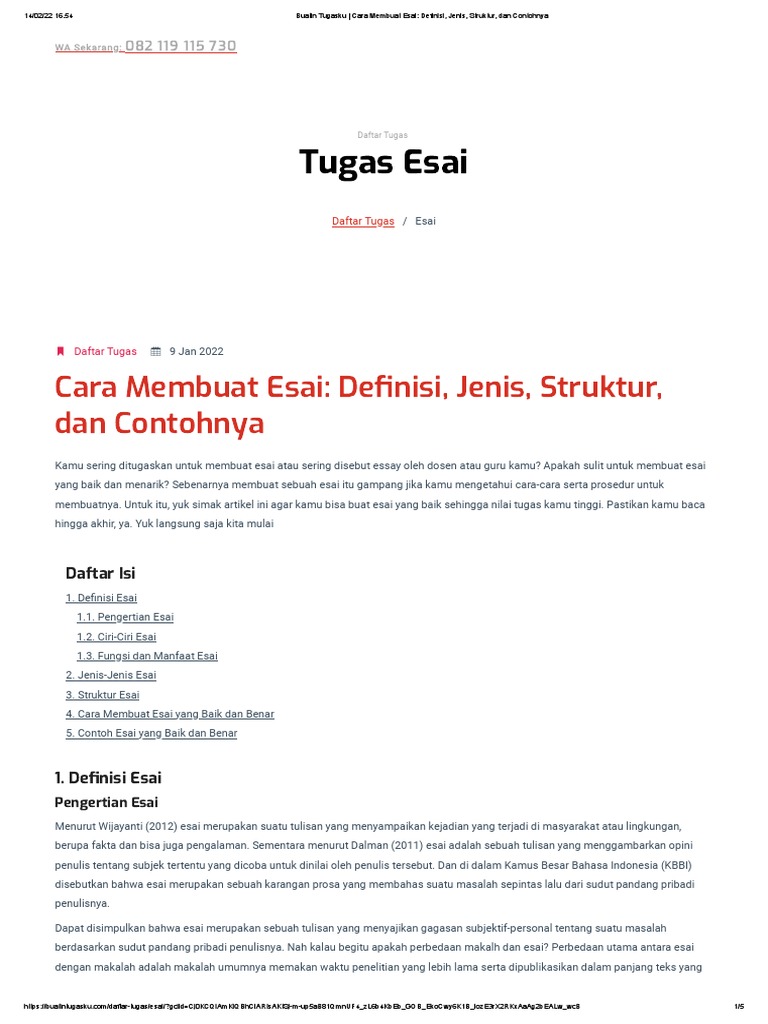 Struktur dan Contoh Esai yang Baik | PDF