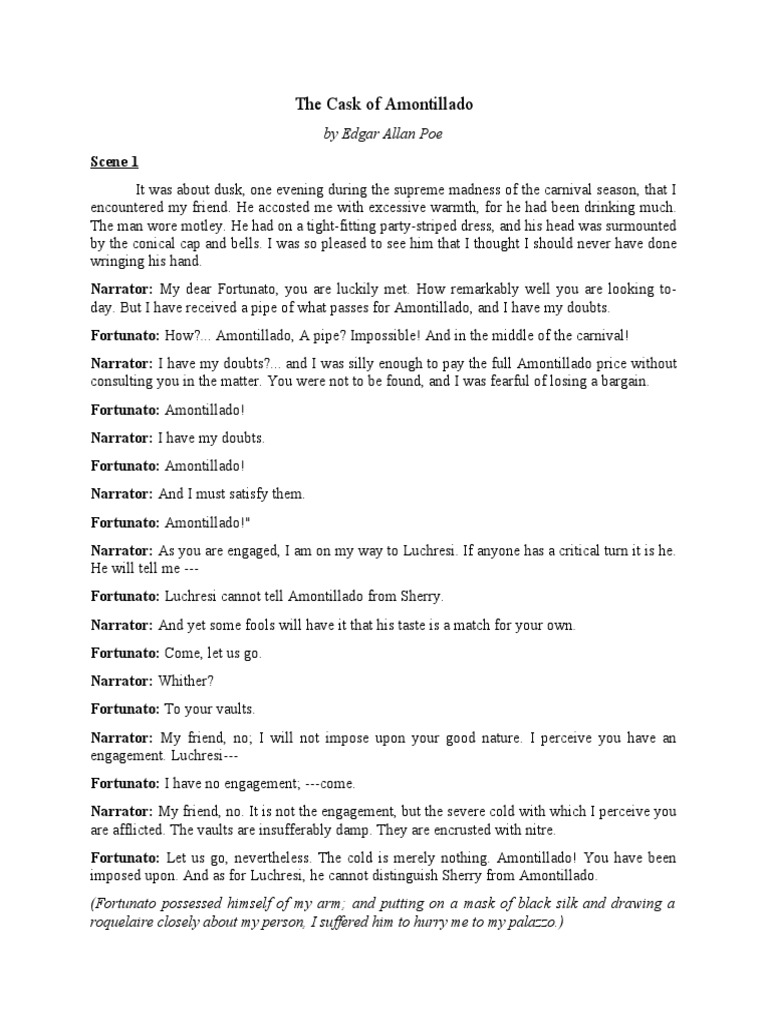 The Cask of Amontillado Script | PDF