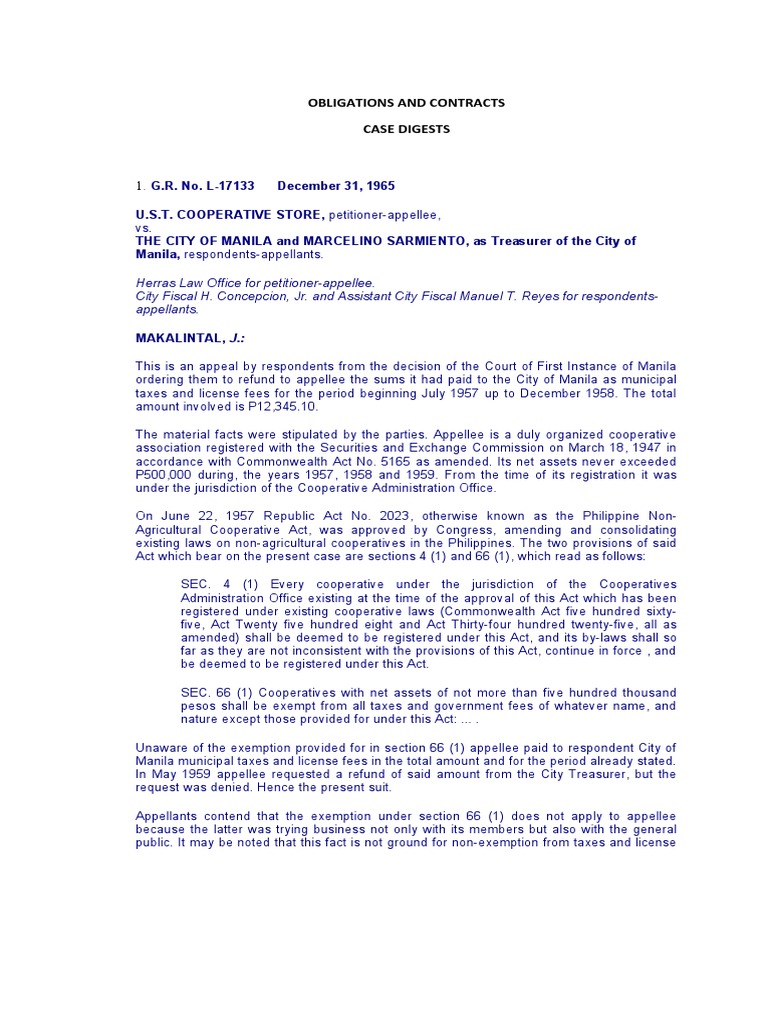 Oblicon Case Digests 1 | Download Free PDF | Negligence | Contributory ...