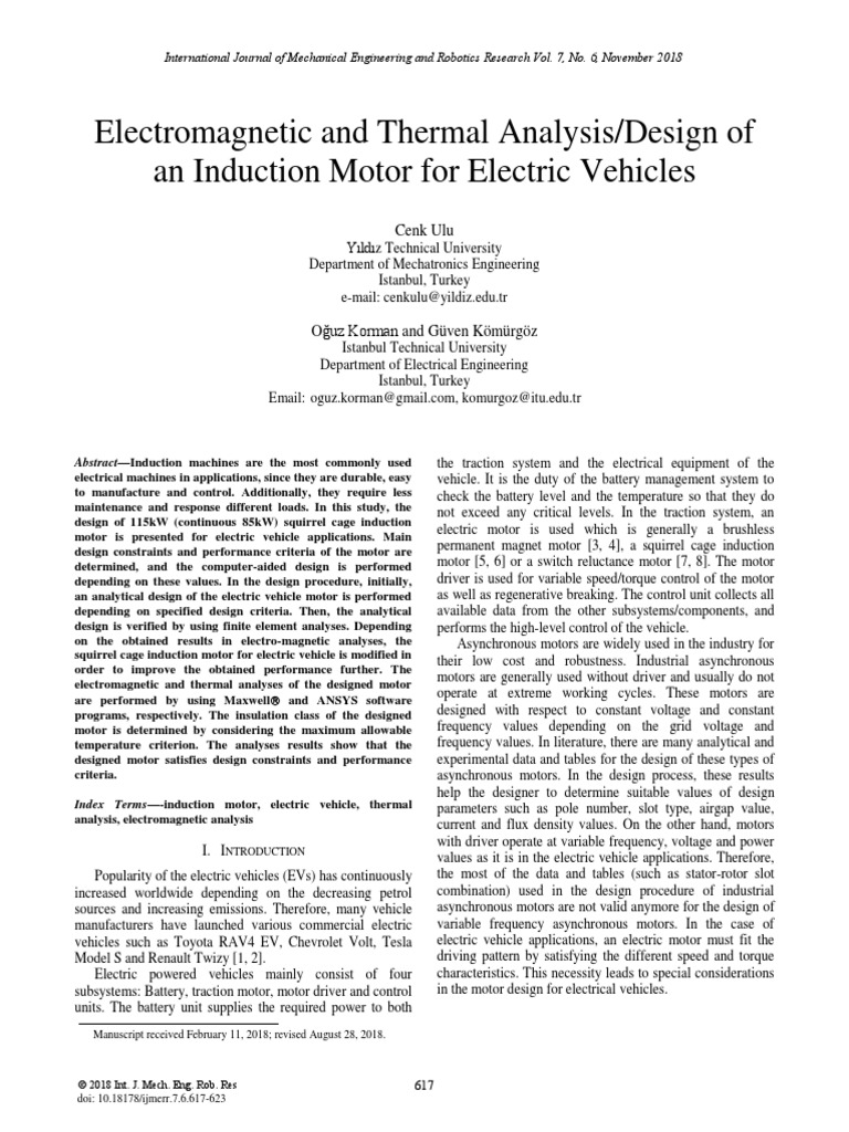 Electromagnetic and Thermal Analysis & Design of An Induction Motor For ...