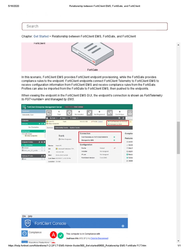 Relationship Between FortiClient EMS, FortiGate, and FortiClient | PDF