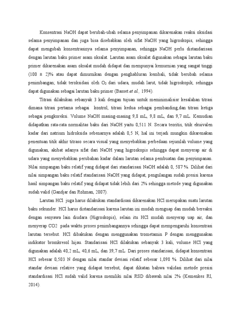 Standarisasi NaOH dan HCl dalam Laboratorium | PDF