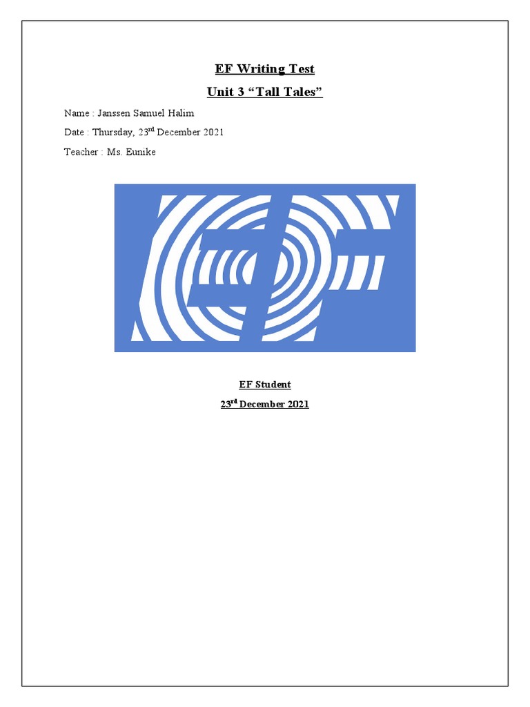 EF Writing Test Unit 3 | PDF