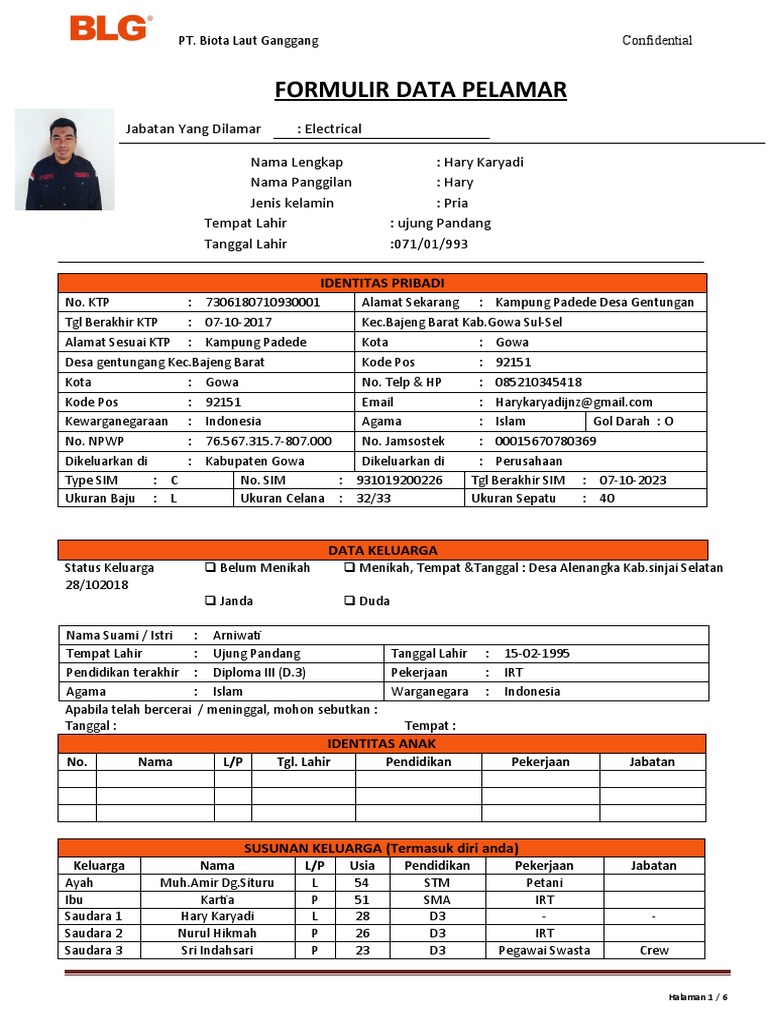 FORMULIR - DATA - PELAMAR Edit | PDF