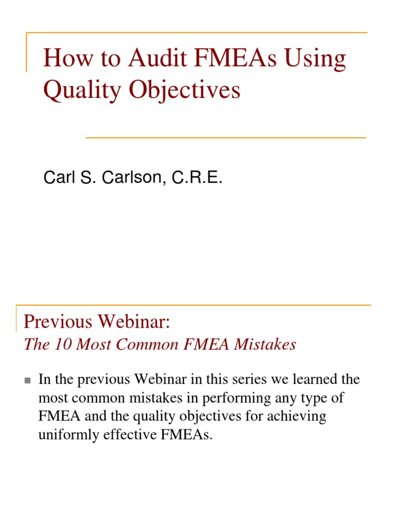how to audit fmeas using quality objectives | PDF | Audit