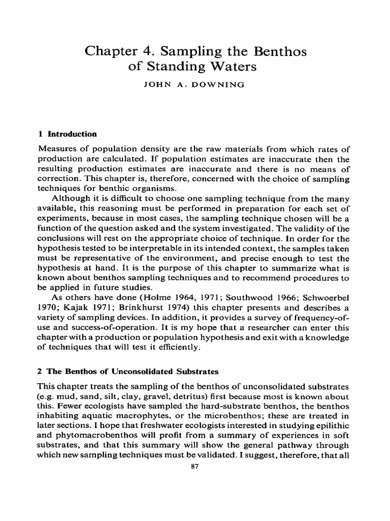 Chapter 4. Sampling The Benthos of Standing Waters: John A. Downing ...