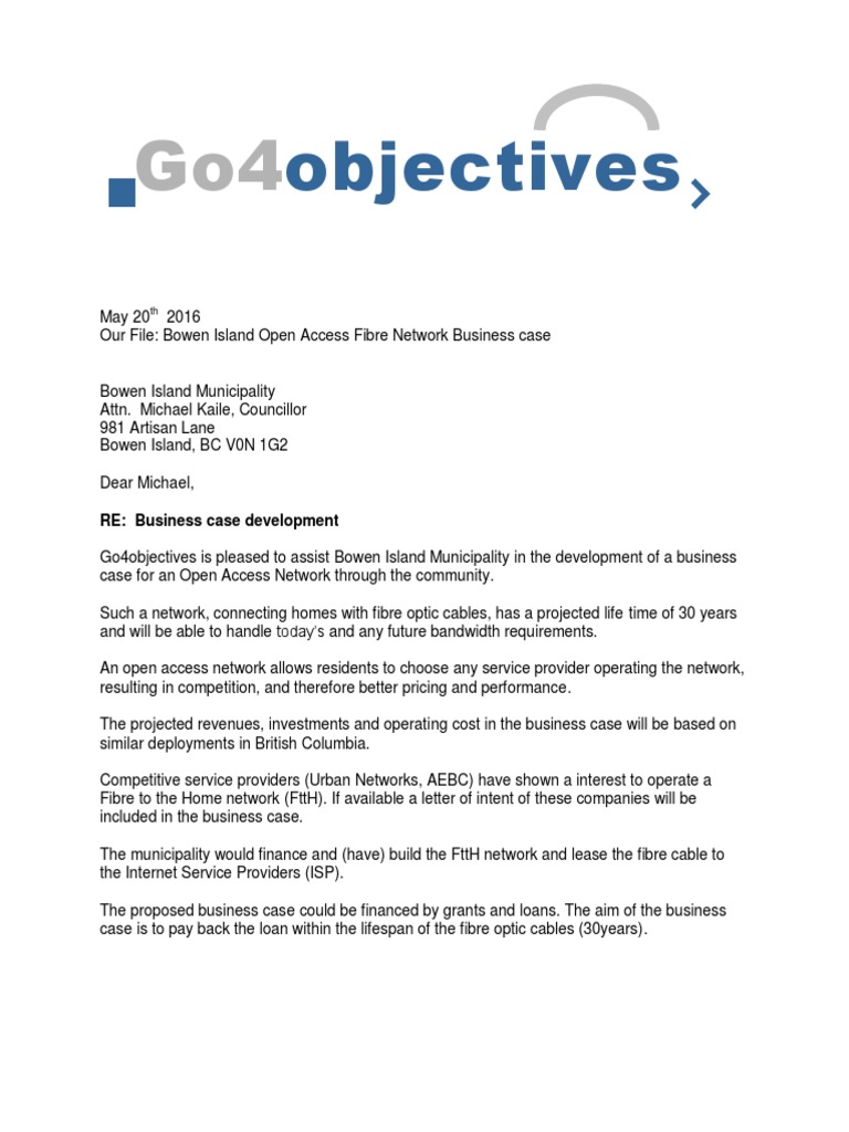 Fibre To The Home Business Case Proposal | PDF | Fiber To The X | Fiber ...