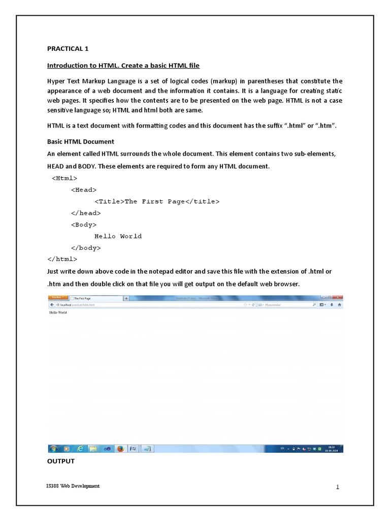 Lab 1 - Basic HTML | PDF | Html | Internet & Web