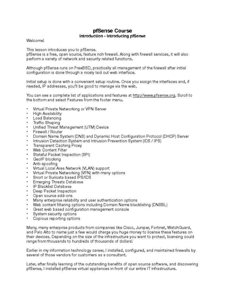 1.1 Introducing-pfSense | PDF | Virtual Private Network | Ip Address