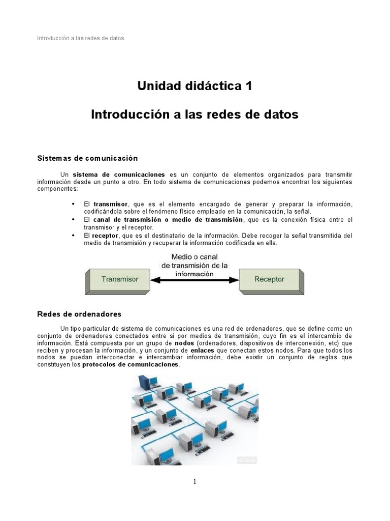 1 Introducción A Las Redes de Datos | PDF | Red de computadoras | Red ...