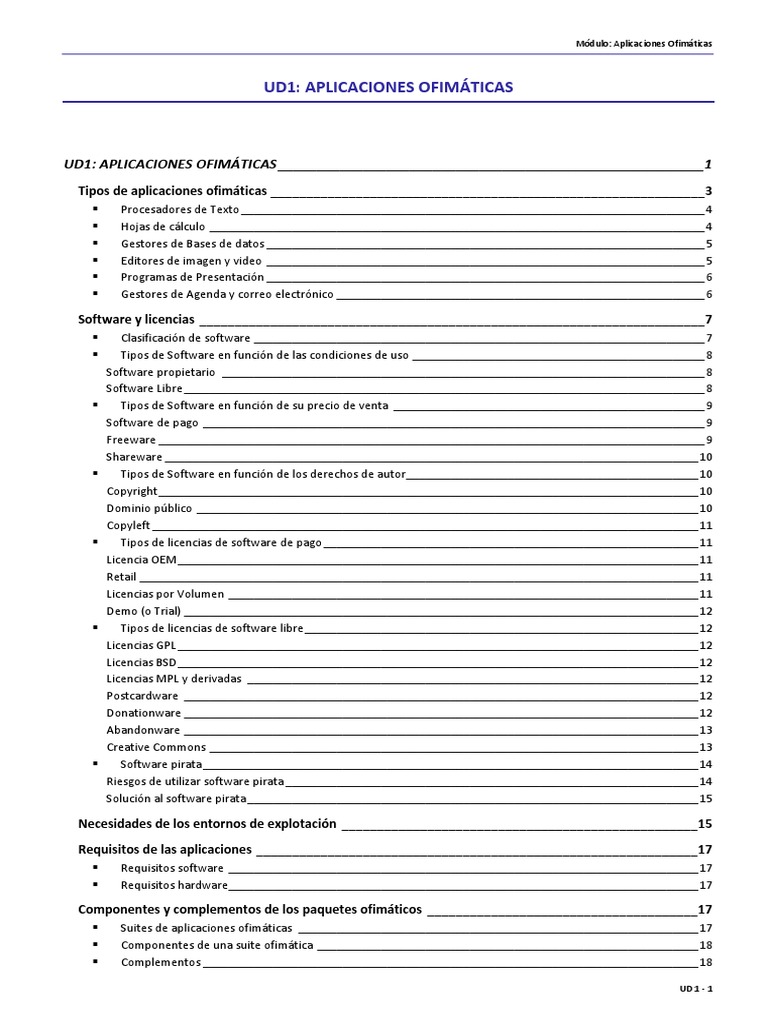 UD1 - Aplicaciones Ofimáticas | PDF | Software libre | Software de la ...