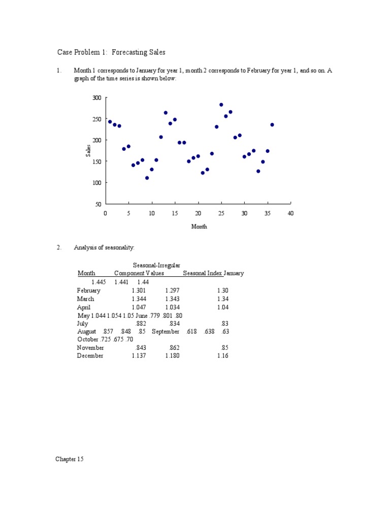 Case Problem 1 Forecasting Sales Pdf Forecasting Time Series
