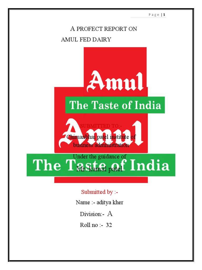 Amul Final Project Report | PDF | Brand | Working Capital