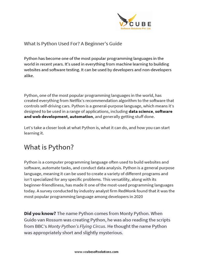 What Is Python Used For 123 | PDF | Programmer | Python (Programming ...