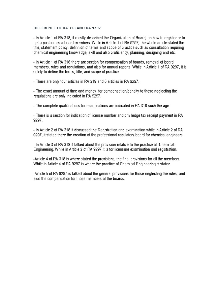 Difference of Ra 318 and Ra 9297 | PDF