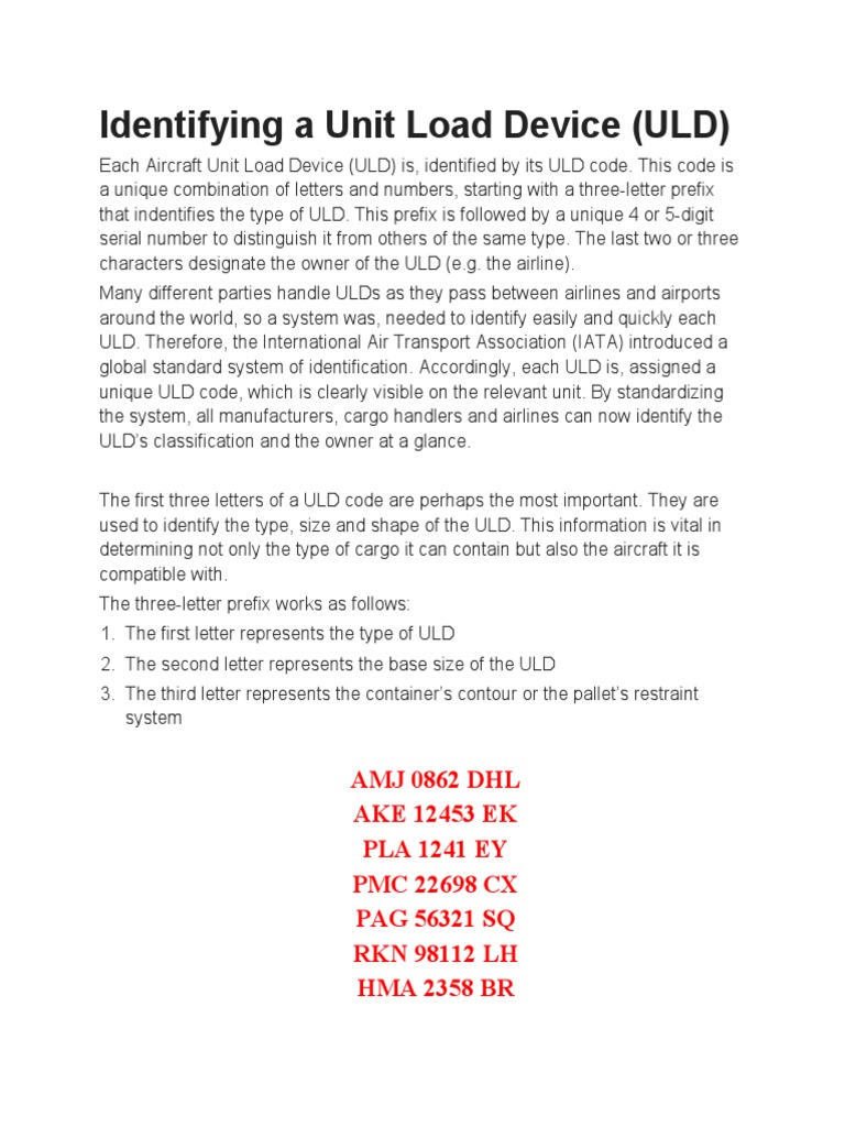 Uld Info | PDF | Freight Transport | Manufactured Goods