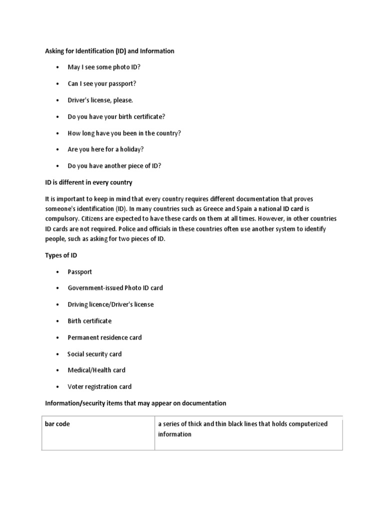 A Guide to Common Types and Features of Identification Documentation ...
