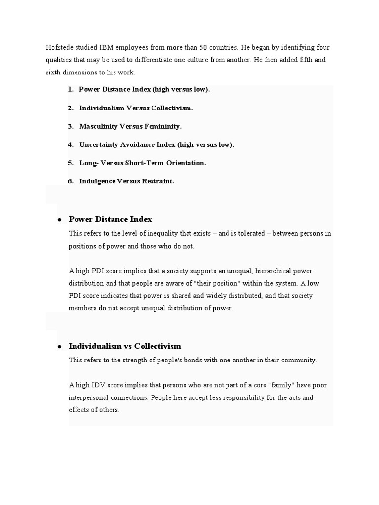 Power Distance Index | PDF | Economies