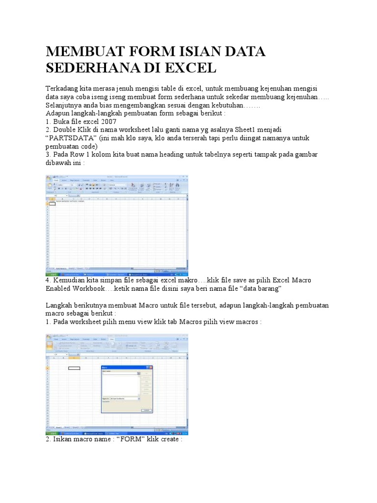 Form Isian Data di Excel | PDF