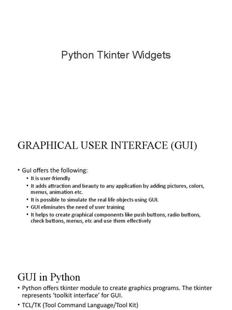 Class Tkinker WIDGETS | Download Free PDF | Cursor (User Interface) | Button (Computing)