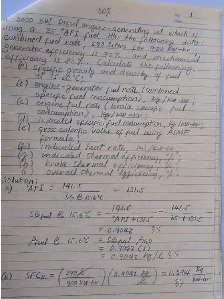 Engine Performance Sample Problems | PDF