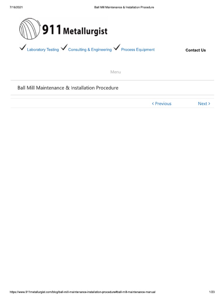 Ball Mill Maintenance | PDF