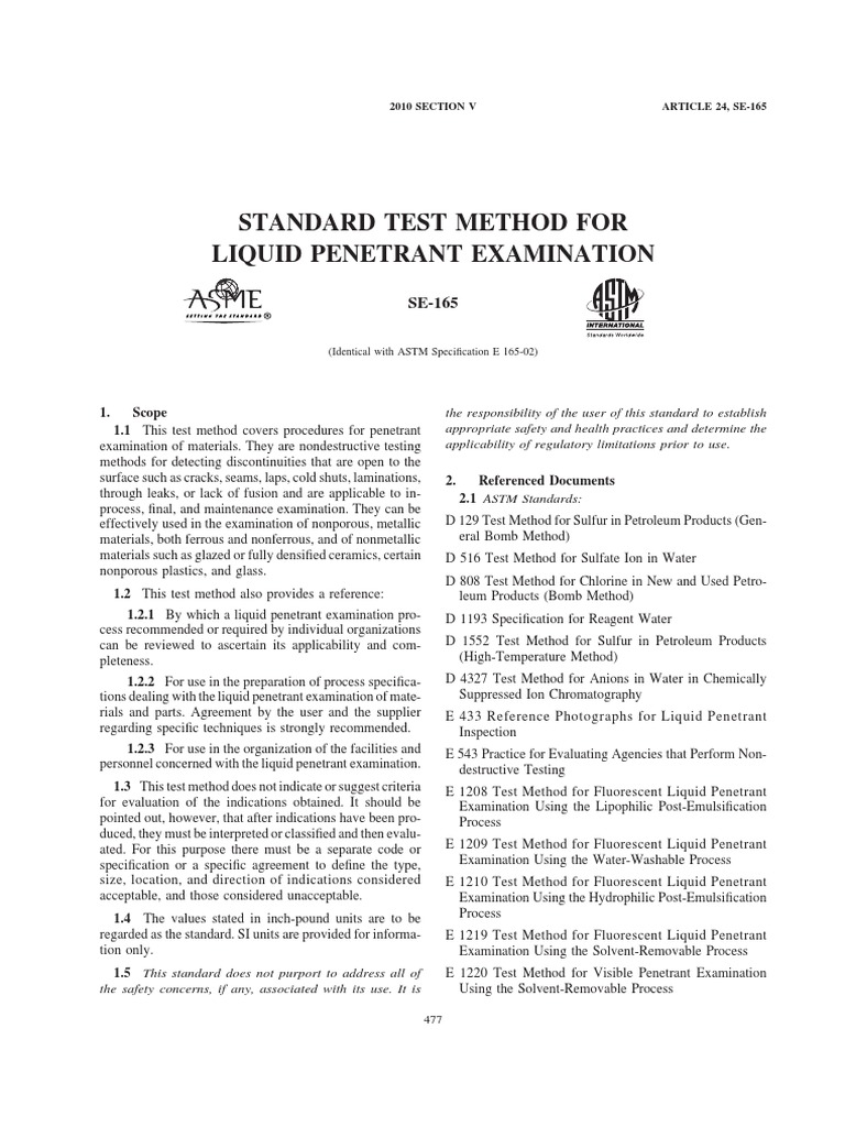 5.ASME Section V Article 24, SE 165 (2010) | Download Free PDF ...