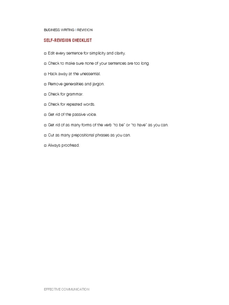 Self-Revision-Checklist 3 | PDF