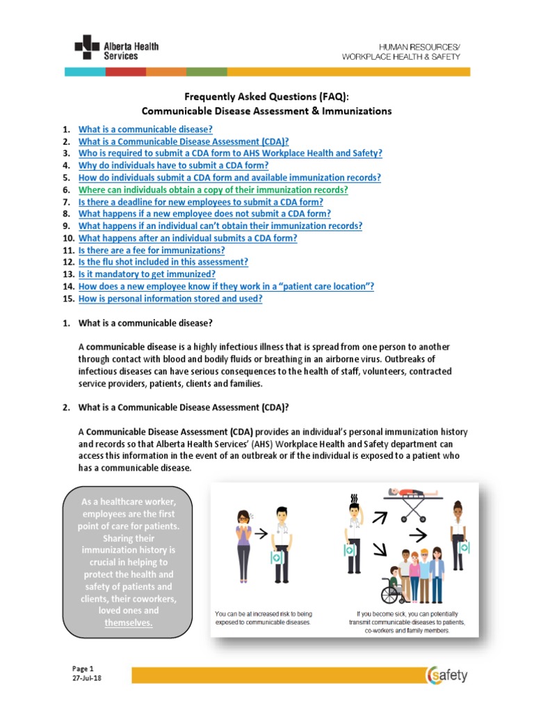 Frequently Asked Questions (FAQ) : Communicable Disease Assessment ...
